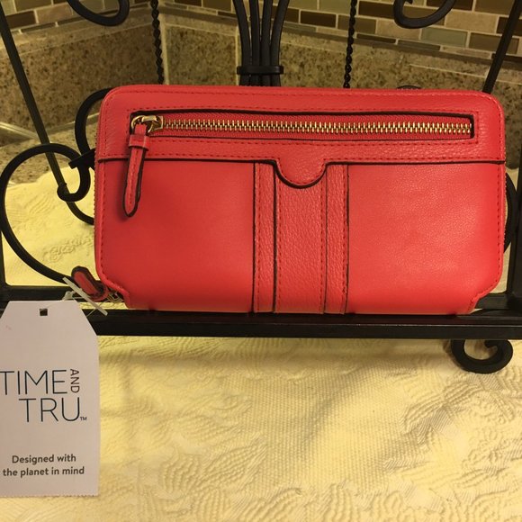 Time and Tru | Bags | Nwt Time And True Pink Faux Leather Wallet With ...
